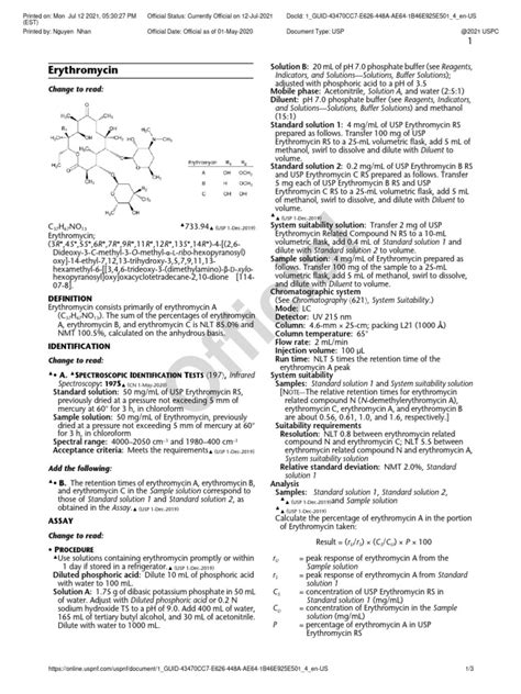 Erythromycin Pdf Chromatography Ultraviolet Visible Spectroscopy