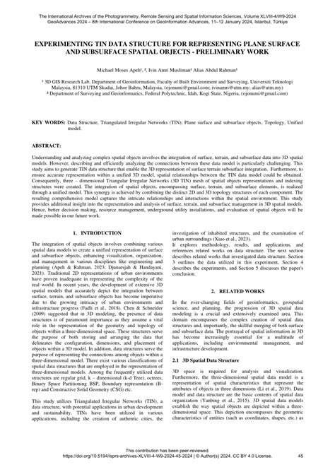 Pdf Experimenting Tin Data Structure For Representing Plane Surface