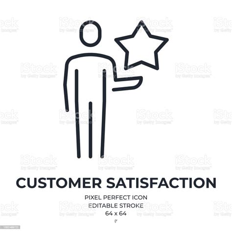흰색 배경 평면 벡터 그림에서 격리된 고객 검토 및 피드백 개념 편집 가능한 스트로크 개요 아이콘입니다 픽셀 완벽 64 X 64 아이콘에 대한 스톡 벡터 아트 및 기타