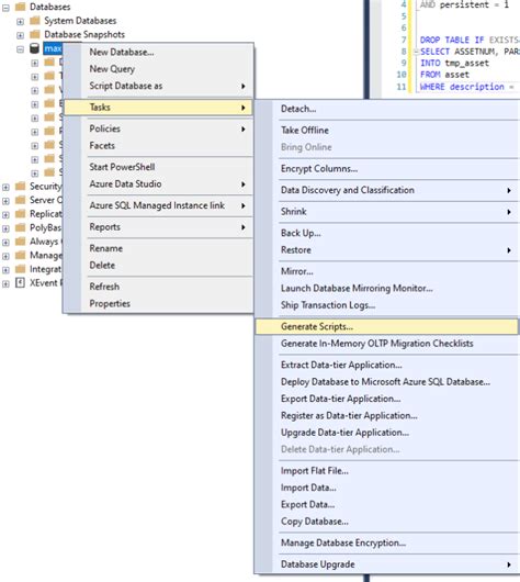 How To Generate INSERT Script For Maximo Data With SQL Server
