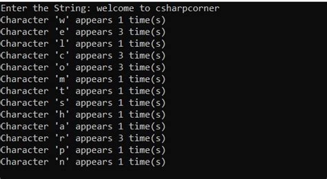 Character Occurrence In A String In C
