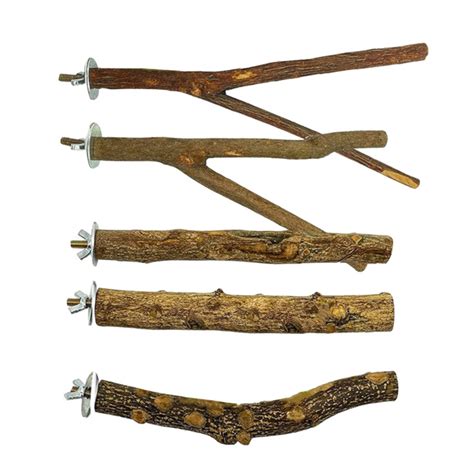 Badu Bg 5 части Дървена стойка за кацалки за птици Естествена дървена пръчка Стояща лента за