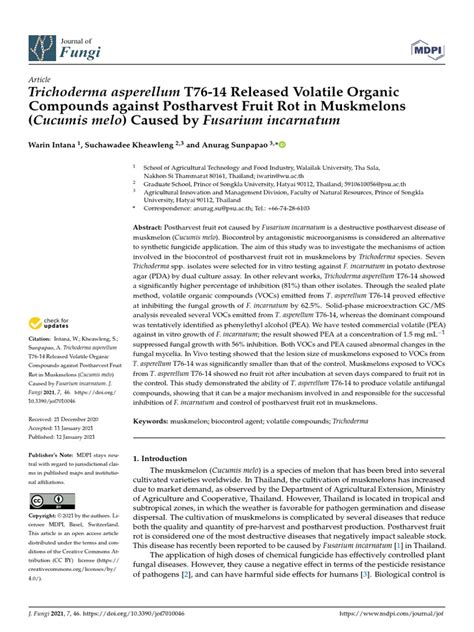 Trichoderma Asperellum T76 14 Released Volatile Organic Pdf