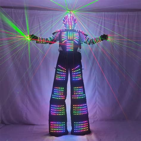 Full Color Pixel Led Robot Costume David Guetta Led Robot Suit Laser R Tem