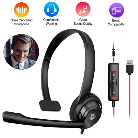 Used Hw02 Usb Computer Headset With Microphone Noise Cancelling Wired For Pc Over Ear Ubb Threads