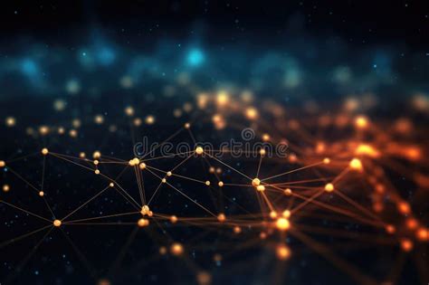 Network Of Interconnected Lines And Dots On A Dark Background Technical Abstract Background