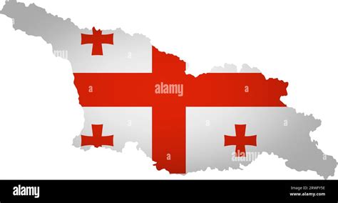 Illustration With National Flag With Simplified Shape Of Georgia State Map  Volume