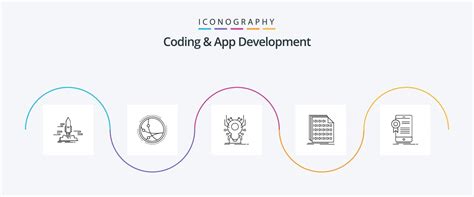 Coding And App Development Line 5 Icon Pack Including Code App Connection Virus Insect