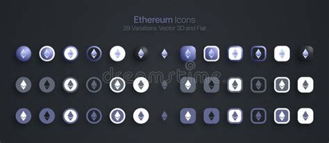 Ethereum Eth Crypto Currency 3d And Flat Icons Set Vector Isolated On Background Stock Vector