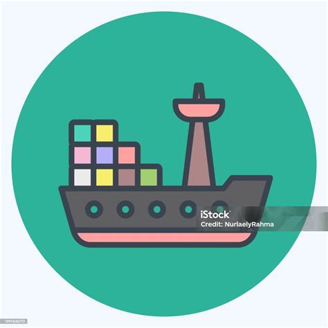 아이콘 화물선 교육 기호에 적합합니다 컬러 메이트 스타일 편집 가능한 간단한 디자인 디자인 템플릿 벡터 간단한 그림 교통수단에 대한 스톡 벡터 아트 및 기타 이미지 Istock
