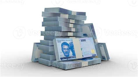 3d Rendering Of Stacks Of 1000 Nigerian Naira Notes Bundles Of Nigerian Currency Notes Isolated