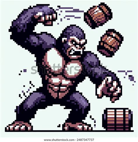 16 Bit Pixel Art Gorilla Throwing Ai Generated Image 2487347737