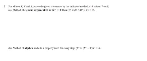 solved for all sets x y and z prove the given statements by