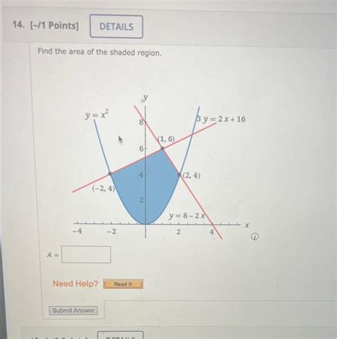 Solved Find The Area Of The Shaded Region Chegg