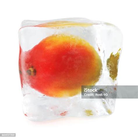 망고 아이스 큐브 아이스 큐브 앞에 보기 단일 얼음 큐브 흰색 배경에 고립 된 냉동 3 차원 렌더링 0명에 대한 스톡 사진 및 기타 이미지 Istock