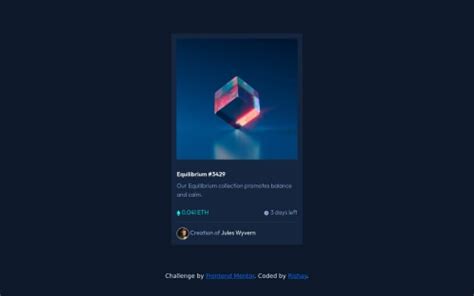 Frontend Mentor Nft Preview Card Using Bootstrap Coding Challenge Solution