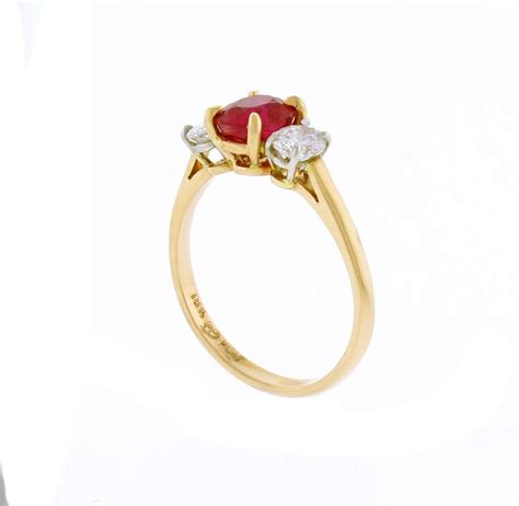 Burma Non Heated Ruby And Diamond Three Stone Ring Pampillonia Jewelers Estate And Designer