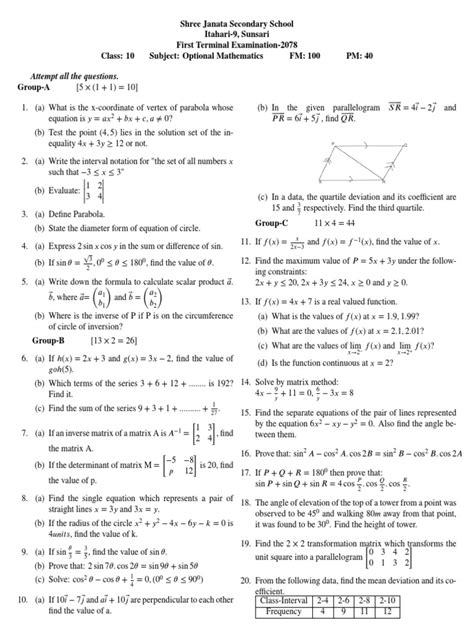 question for optional math grade 10 pdf matrix mathematics mathematical physics