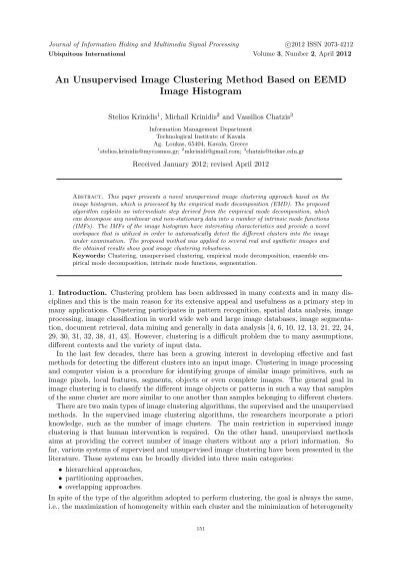 An Unsupervised Image Clustering Method Based On Eemd Image