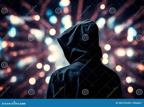Hacker Hooded Man Stealing Information From Computer Cyber Crime Pop Art Retro Illustration