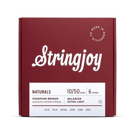 Stringjoy Naturals Extra Light Gauge 10 50 Phosphor Bronze Acoustic Guitar Strings Guitar