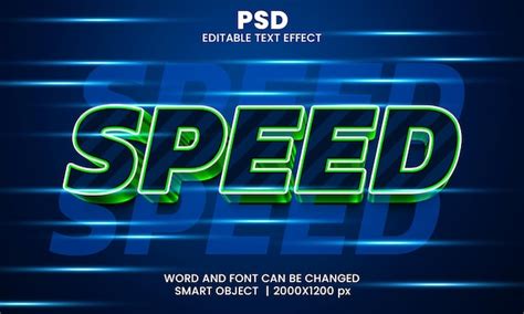 배경이 있는 3d 편집 가능한 포토샵 텍스트 효과 스타일 속도 프리미엄 Psd 파일