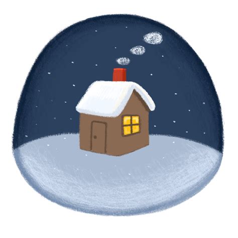 Иллюстрация Домик зимой в стиле 2d книжная графика