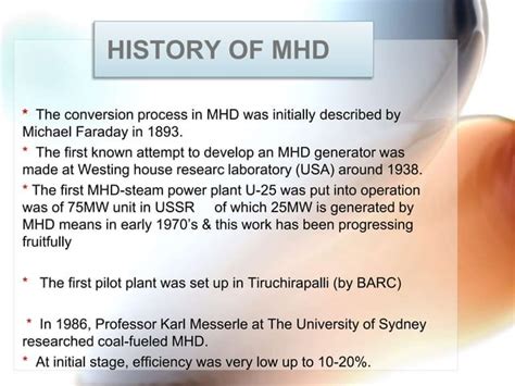 Magneto Hydrodynamics Power Generation Pptx Power And Energy