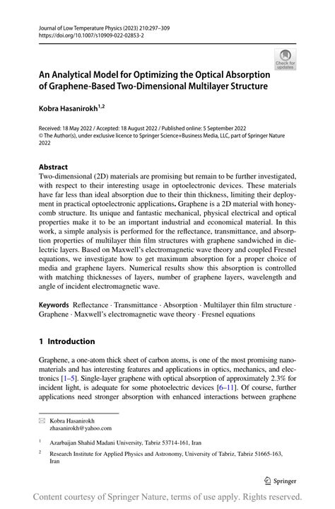 An Analytical Model For Optimizing The Optical Absorption Of Graphene Based Two Dimensional