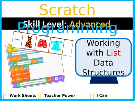 Scratch Programming Working With Lists Skill Level Advanced Teaching Resources