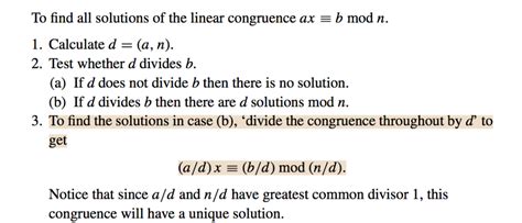 Solved To Find All Solutions Of The Linear Congruence Ax B Chegg Com