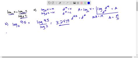 SOLVED A Prove The Change Of Base Formula Loge X Logd X Logd C Where C And D Are Positive