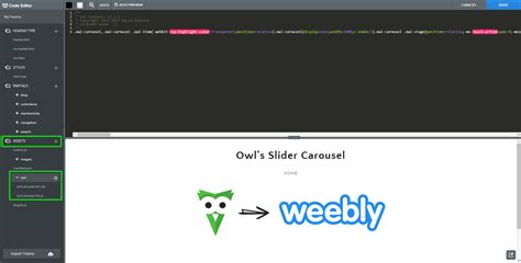 how to install owl s carousel slider into weebly editor tricks