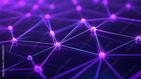 Abstract Network Visualization With Glowing Purple Nodes And Connections Representing Digital