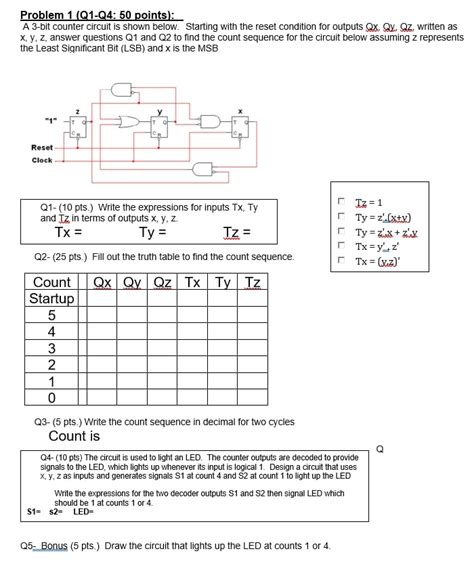Solved Problem 1 Q1 Q4 50 Points A 3 Bit Counter Circuit Chegg Com