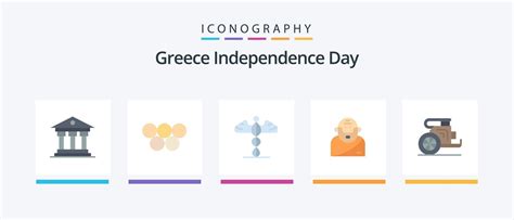 Greece Independence Day Flat 5 Icon Pack Including Horses Old