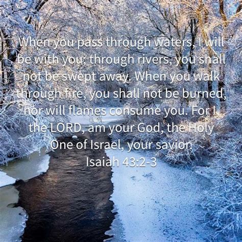 Isaiah 432 3 When You Pass Through Waters I Will Be With You Through