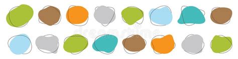 Organic Blob Shapes Backgrounds With Outline Strokes Around Set Of Irregular Vector Blot Forms