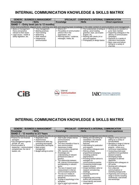 Skills Matrix Pdf Communication Marketing