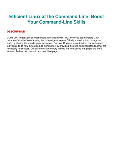 Ppt Pdfdownload Efficient Linux At The Command Line Boost Your Command Line Skil