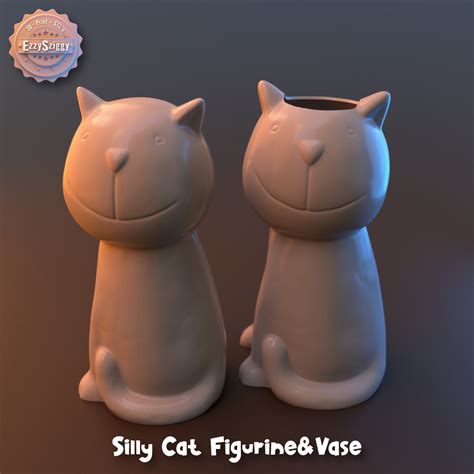 Fichier 3d Figurine Et Vase Silly Cat 🏺 ・objet Imprimable En 3d à Télécharger・cults