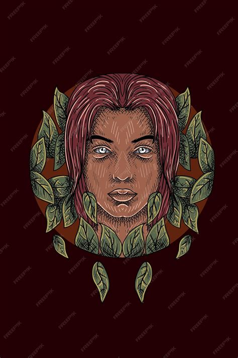 Premium Vector Girl With Leaves Vector Illustration