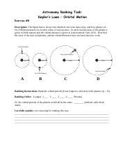 Kepler 5 PDF Fillin Pdf Exercise 5 Astronomy Ranking Task Keplers Laws Orbital Motion