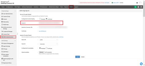 Configuring Saml Authentication Settings In Endpoint Central For Adfs