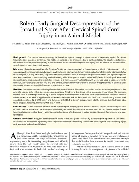 Pdf Anterolateral Decompression For Traumatic Spinal Cord Compression
