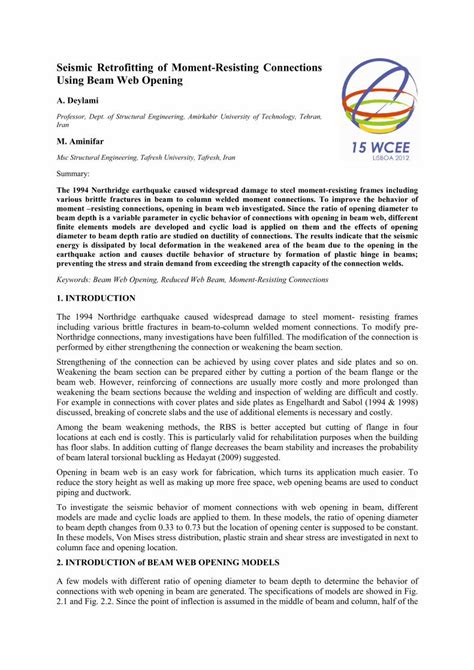 Pdf Seismic Retrofitting Of Moment Resisting Connections Using Dokumentips