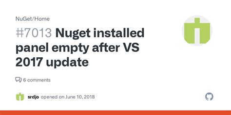 Nuget Installed Panel Empty After VS Update Issue NuGet Home GitHub