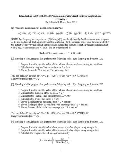 01 exercisesintrovbaprogrammingcalc excel pdf visual basic for
