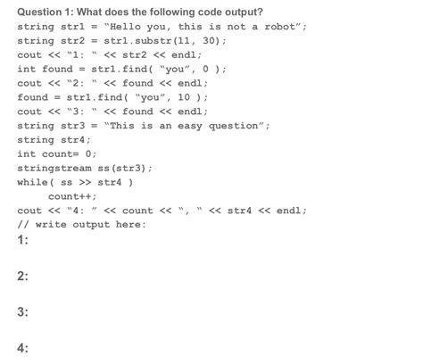 Answered Question 1 What Does The Following Bartleby