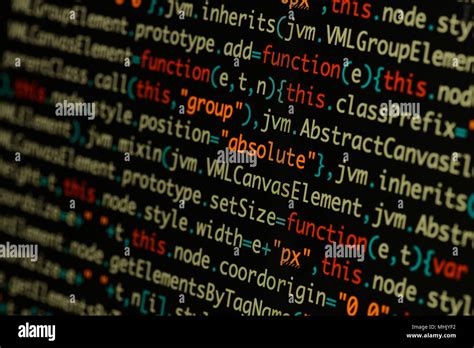Real Java Script Code Developing Screen Programing Workflow Abstract Algorithm Concept Closeup